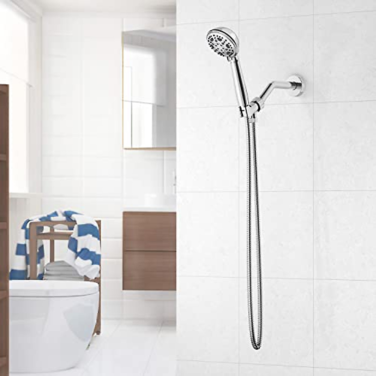 Shower Head, High Pressure 6-Setting Handheld Shower Head, Astomi Chrome Showerhead with 71 Inches Stainless Steel Hose and Adjustable Bracket