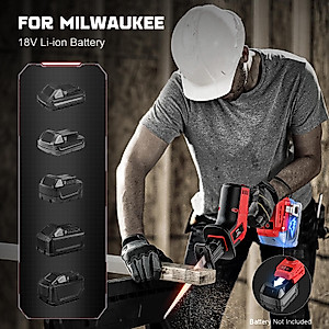 Cordless Reciprocating Saw for Milwaukee m18 18V Battery, Brushless motor, Variable Speed 0-3000 Spm,Tool Free Blade Change, 4 Saw Blades for Wood/Metal/PVC Cuts (NO Battery Included)