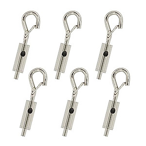 YQL Portable Hook & Eye Turnbuckle Tension for 1/16-3/32 Galvanized /304/316 Stainless Steel Cable Guide Wire Rope light hanging Suspension Accessories Pack-6