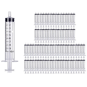 100 Pack 10ml Syringe Without Needle, Graduated Oral Medication Syringes for Labs, Measuring Liquids, Feeding Meds, Watering, refilling, Home Care