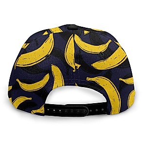 antkondnm Pop Art Banana Flat Bill Brim Cap, Cool Hip Hop Trucker Hat Men Women Adjustable Baseball Caps