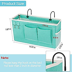 Loghot Bedside Caddy/Bedside Storage Bag Hanging Organizer for Bunk and Hospital Beds,Dorm Rooms Bed Rails,Can be Placed Glasses,Books,Mobile Phones,Keys (Green)