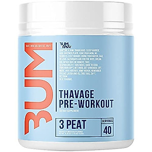 RAW Pre Workout Powder, Thavage (4 Peat) - Chris Bumstead Sports Nutrition Supplement for Men & Women - Cbum Preworkout for Working Out, Hydration, Mental Focus & Energy - 40 Servings