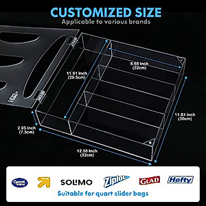 Acrylic Ziplock Bag Storage Organizer, Food Storage Bag Holders for Gallon, Sandwich, Snack, Quart Size Bags, Compatible With Ziploc, Solimo, Hefty, Glad Bags Variety Size