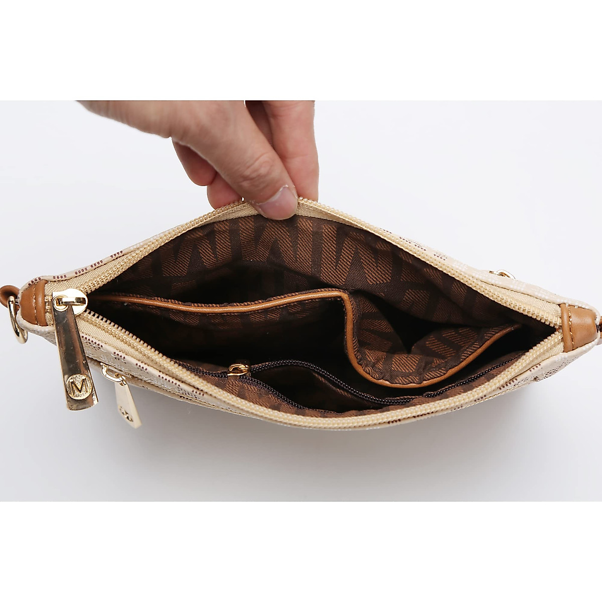 MKF 2 in 1 Crossbody Bags for Women, Wristlet Purse - Ladys Small PU Leather Messenger Handbag - Adjustable Strap Red