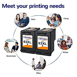 BSTINK Remanufactured Ink Cartridge Replacement for HP 63XL 63 XL Compatible with HP OfficeJet 3830 4650 5255 Envy 4520 4512 4516 Deskjet 1112 3630 3634 3639 3632 2132 Printer,2 Black