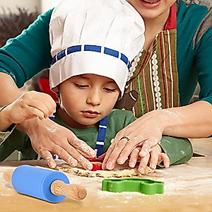 Mini Silicone Rolling Pin for Kids,Non-stick Surface Wood Handle,9-inch 2 Pack