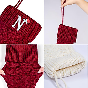 ZGCYSMHT Christmas Stockings Personalized Custom Initials 18 Inches Knitted Christmas Stockings with Letter Fireplace Hanging Monogram Xmas Stockings for Kids,Family Holiday Party Decoration（Red A）