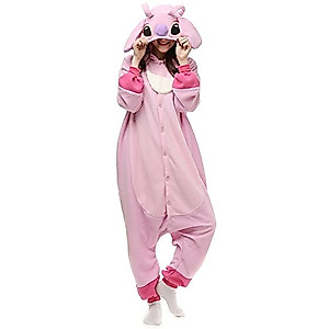 Animal Cosplay Costume Adult Pajamas Plush One Piece Party Dress (S, Pink)