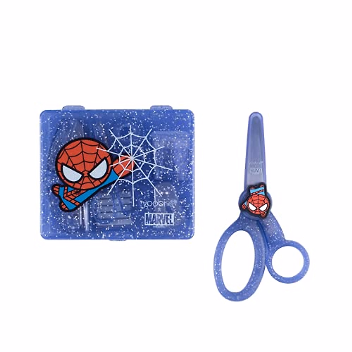 Yoobi x Marvel Spider-Man Mini Office Supply Kit & Scissors Set – Spider-Man Set w/ Stapler, Staples, Hole Punch, Tape Dispenser, Blunt Tip Scissors for Kids w/ 2 1/4” Blade