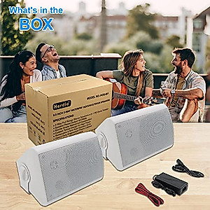 Herdio 6.5 Inches Indoor Outdoor Bluetooth Speakers Waterproof Wireless with Powerful Bass,Wall Mount Speakers Wired Weather Resistant for Patio Home Deck Porch Backyard 400 Watts(White)