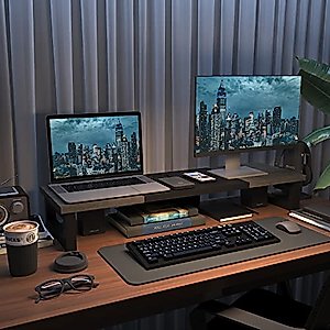 WESTREE Dual Monitor Stand Riser-Monitor Stand Riser for 2 Monitors, Sturdy Computer Monitor Stand, Multi-Purpose Desktop Storage Stand for Computer,Laptop,Printer,TV