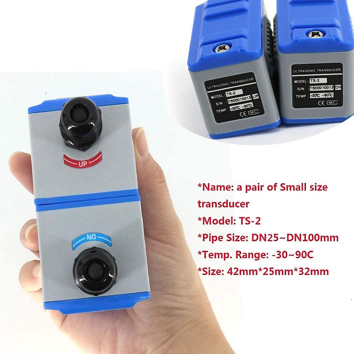 HFBTE TS-2 Small Ultrasonic Flow Meter Transducer DN25-100mm Apply to Wall Mounted TUF-2000SW TUF-2000B Module TUF-2000M Fixed TUF-2000F Ultrasonic Flowmeter