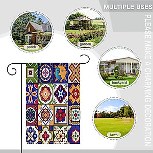 Double-sided garden flag Mexican Talavera Ceramic Tile Pattern Ethnic Folk Outdoor Flag Garden Flag Yard Outdoor Decoration （12×18in）.