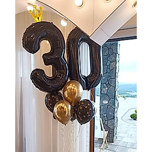 Black Number 30 Balloon 40 inch, 30 Number Balloon, 30th Black Birthday Decorations, 30 Year Old Girl Boy Party Suppliers