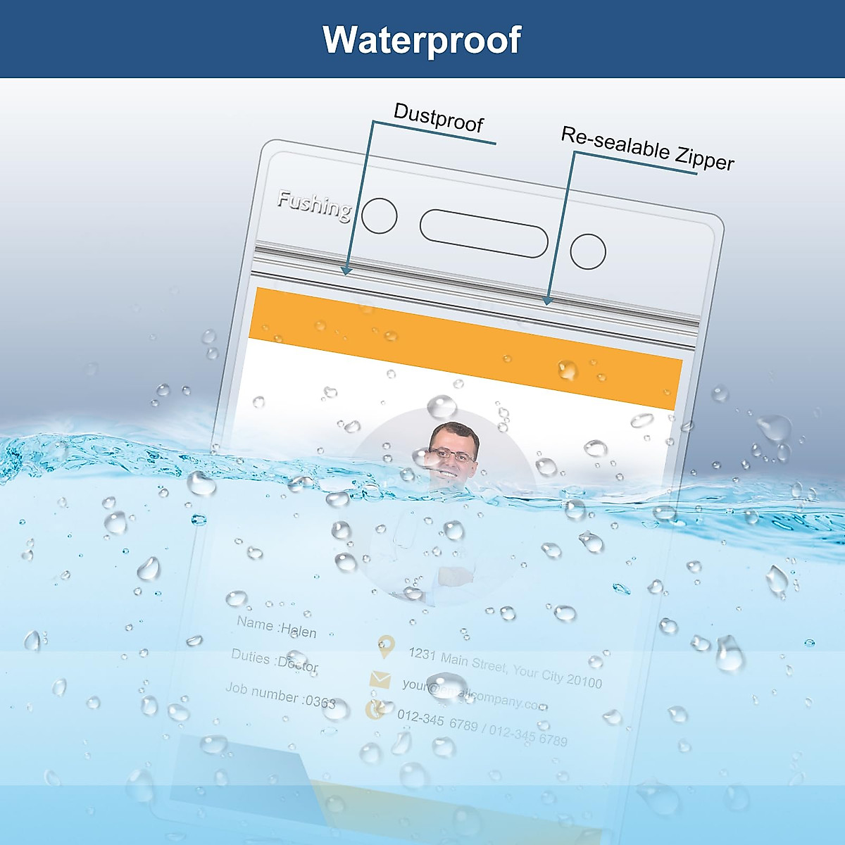 Fushing Pack of 50 Clear Plastic Vertical Badge Holders, Name Tag Holders, Card Holders (S)