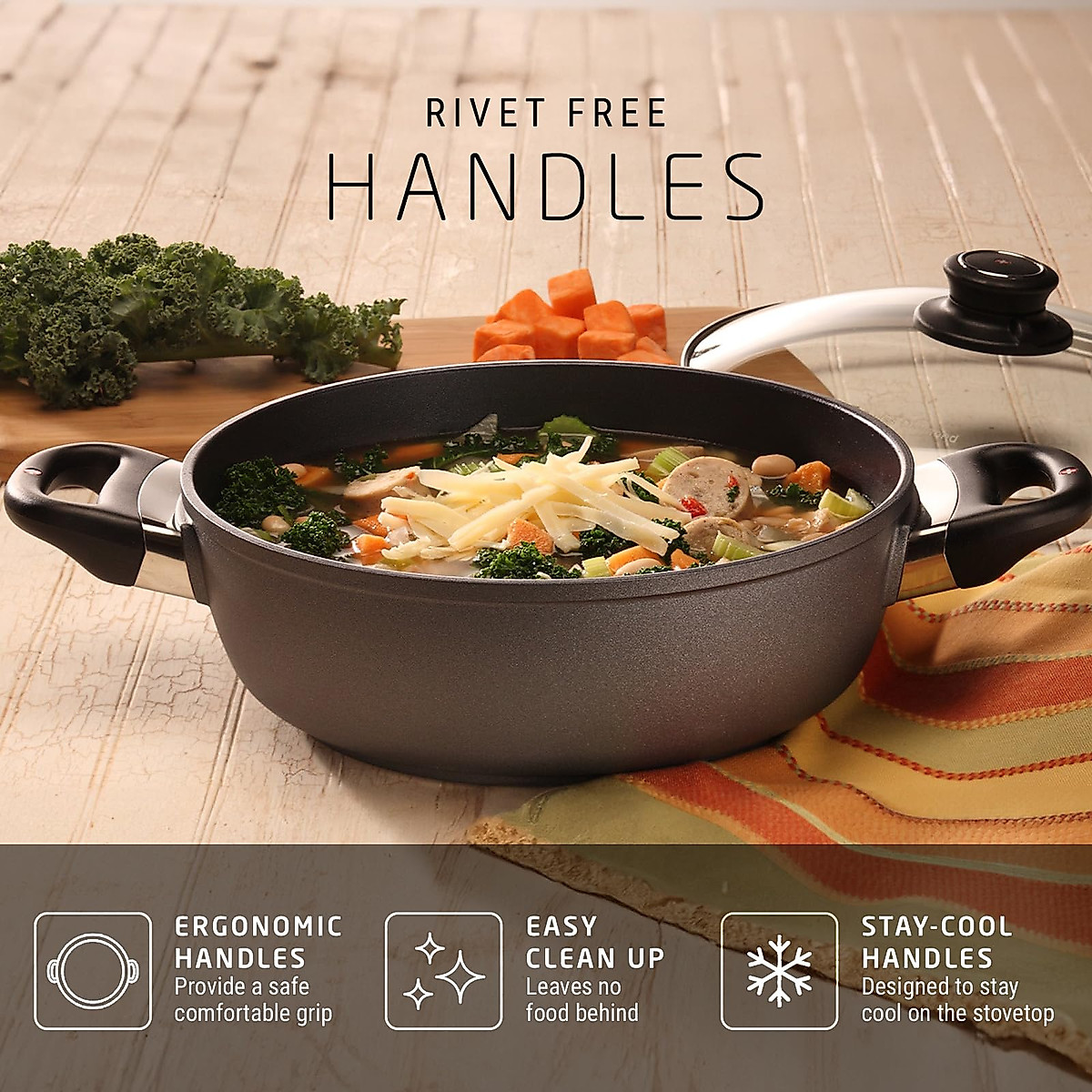 Swiss Diamond 11" (5.3 Qt) Braiser HD Nonstick Diamond Coated Aluminum Braiser, Includes Lid - Dishwasher Safe and Oven Safe Braiser, Grey