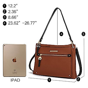 MKF Crossbody Bag for Women – PU Leather Pocketbook Handbag – Designer Side Messenger Purse, Shoulder Crossover Aliyah Navy-Mustard