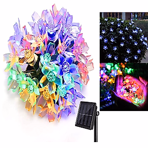 HOINCO Solar Flower String Lights,1Pack 39.4 FT 100 LED Fairy Light Decorations for Garden Fence Patio Yard Christmas Tree, Home, Lawn, Wedding, Patio, Party Decoration (Multi Colored)