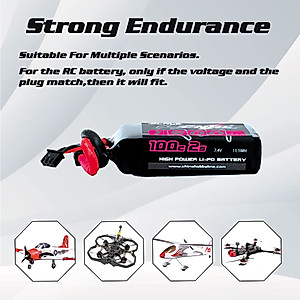 CNHL 2s lipo Battery 1300mah 7.4v 100C with xt60 Plug for Vortex LRC Freestyle V1 RC Boat Heli Airplane UAV Drone FPV Multi-Motor Hobby DIY Parts (2 Packs)