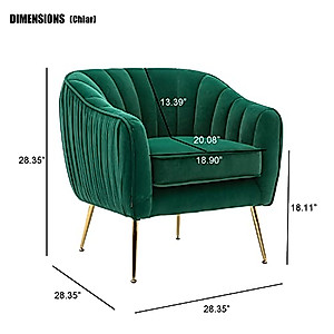 Altrobene Velvet Accent Chair with Ottoman, Modern Tufted Barrel Chair Ottoman Set for Living Room Bedroom, Golden Finished, Christmas Green