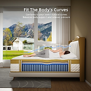 Naiveer Cooling Gel Memory Foam Hybrid Mattress, 10 Inch Twin Size Mattress in A Box with Pocket Springs for Back Pain & Pressure Relief, Medium Firm Feeling with CertiPUR-US Certified Foam