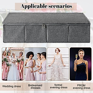 Wedding Dress Preservation Box Kit Dress Storage Box with 1 Microfiber Gloves and 100 Sheets Acid Free Tissue Paper for Storage Wedding Clothing Gown(30 x 15.7 x 7 Inch,Gray, White)