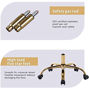 Goujxcy Home Office Chair, Velvet Desk Chair Modern Adjustable Swivel Chair, Upholstered Task Chair Accent Chair Executive Chair Vanity Desk Chair (Lake Blue)