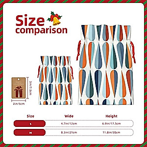 Mid Century Modern Retro With Drop Shapeschristmas Drawstring Gift Bag, Linen Drawstring Gift Bag, Reusable Drawstring Gift Bag, Used For Christmas, Birthday, Wedding Supplies