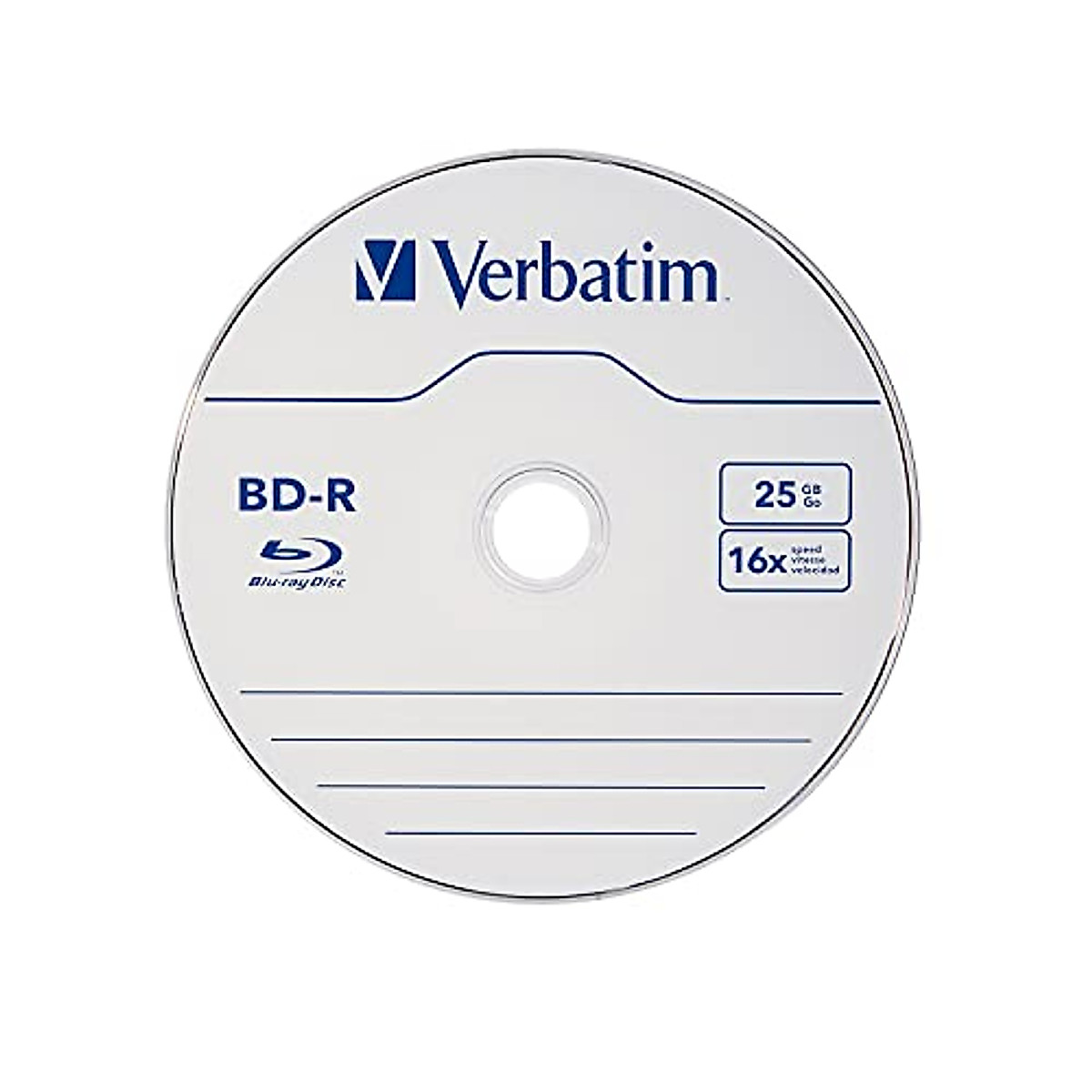 Verbatim BD-R 25GB 16X Blu-ray Recordable Media Disc - Spindle - 97238, Branded, 10 Pack