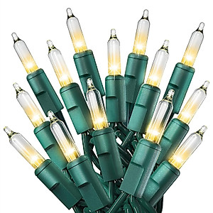 PREXTEX Christmas Lights (20 Feet, 100 Lights) - Clear White Christmas Tree Lights with Green Wire - Indoor/Outdoor Waterproof String Lights - Warm White Twinkle Lights