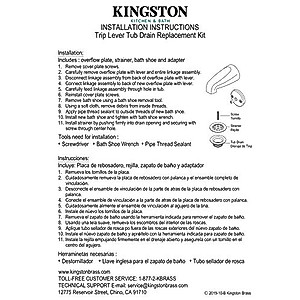 Kingston Brass DTL5305A7 Grid Tub Drain Kit, Brushed Brass,9.06 x 7.48 x 4.92
