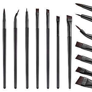 7 Pieces Eyeliner Brushes Set, Gel Liquid Eyeliner, Slanted Eyebrow Brushes, Fine Bent Eyeliner Brush, Eyeshadow Brush Set for Precise Make Up Application