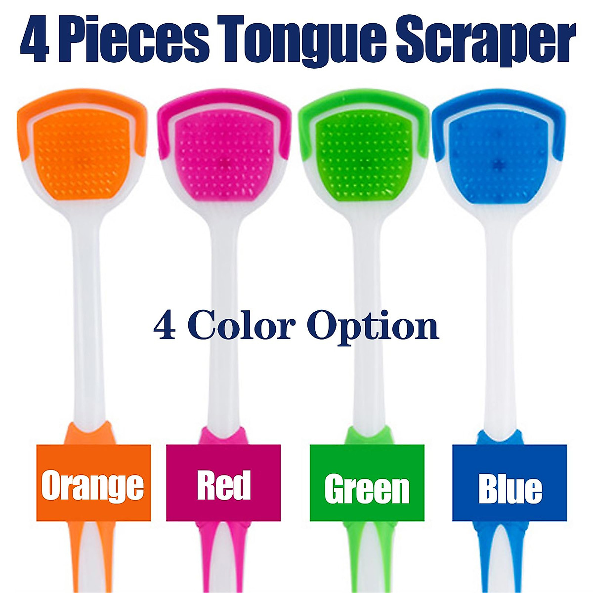 4 Pieces Tongue Scraper, Tongue Cleaner Brush for Adults Tongue Scrubber for Better Breath and Oral Hygiene