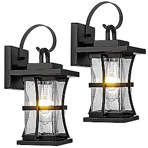 2 Packs Outdoor Wall Light - Modern Black Exterior Light Fixture Waterproof Porch Sconces Wall Mounted Lighting, Anti-Rust Rustic Wall Sconce for House Garage, Doorway, Front Door Entryway, E26