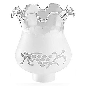 OhLectric Frosted Glass Lamp Shade - Hand Blown Etched Light Shade - Etched Grape Design - Features 1-5/8-Inch Fitter - Replacement Shade for Outdated Or Broken Glassware - Easy to Fix - OL-39162