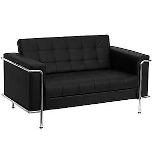 Flash Furniture HERCULES Lesley Series Contemporary Black LeatherSoft Loveseat with Encasing Frame