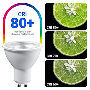 LISTOCASA GU10 LED Bulbs Dimmable, Light Bulb 6500K Daylight White, 630LM LED Spotlight Bulb 7W(50W Halogen Equivalent) Track Lighting Bulb for Kitchen, Range Hood, Bedroom, 6500K, 6-Pack