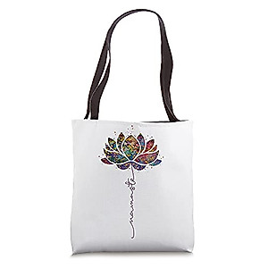 Lotus Flower Namaste Yoga Watercolor Meditation Zen Bohemian Tote Bag