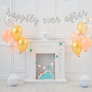 Silver Happily Ever After Banner,Wedding Sign,Engagement, Bridal Shower, Wedding, Bachelorette Party Decoration