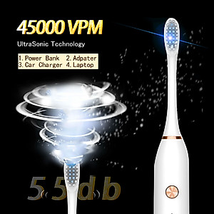 Lukern 2 Pack Clean Toothbrush for Adult Soft Toothbrushes Standard Size with 8 Brush Heads Travel Use White+Black