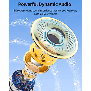 PocBuds Bluetooth Headphones Wireless Earbuds 80hrs Playtime Wireless Charging Case Digital Display Sport Ear buds with Earhook Deep Bass IPX7 Waterproof Over-Ear Earphones for Phone Laptop Pearl Gray