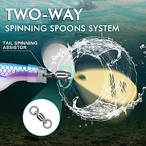 TRUSCEND Tail Spinner Fishing Lures, 2.6&quot; 0.5oz Fishing Spoons with Rotating Swimbaits for Bass Pike Walleye, Freshwater Saltwater Fishing Baits, Fishing Gifts for Men Dad