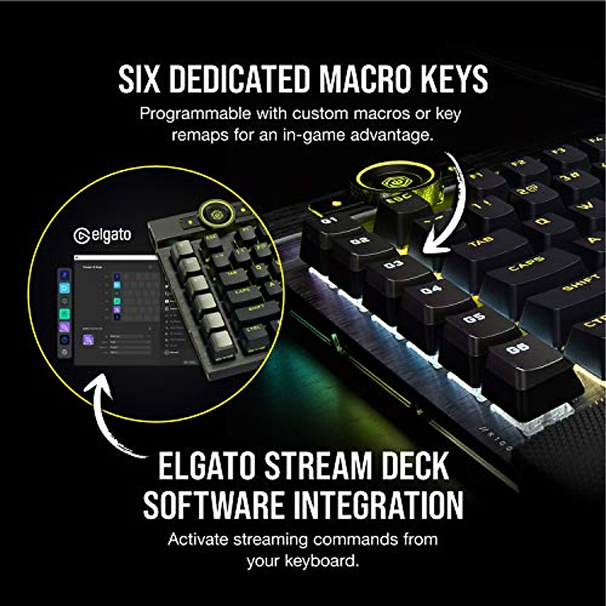 Corsair K100 RGB Mechanical Wired Gaming Keyboard - Cherry MX Speed Switches - PBT Double-Shot Keycaps - Elgato Stream Deck and iCUE Compatible - QWERTY NA Layout - Black,Silver