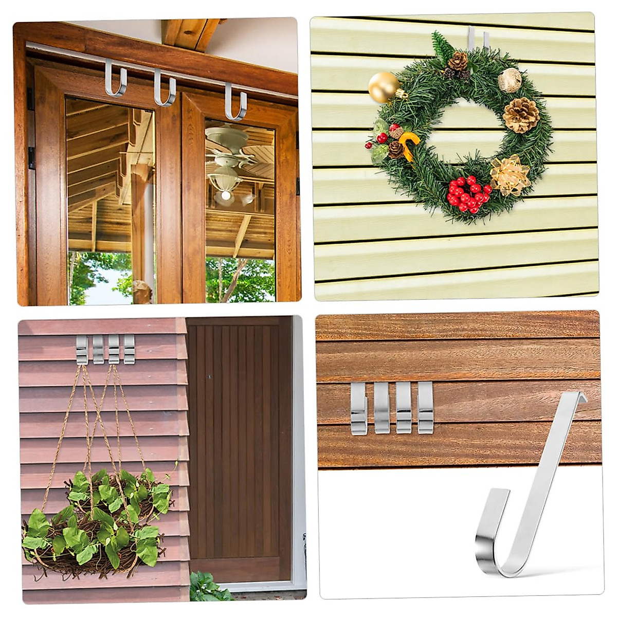 MAGICLULU 4 Pcs Vinyl Siding Hanging Hooks Heavy Duty Clothes Hanger Flat Skillet Pot Holders Outdoor Planter Pots Vinyl Siding Hooks for Hanging Plant Pots Outdoor Flower Pot Metal Hook Hat