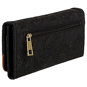 Stone Mountain Womens Embossed Crazy Paisley Wallet One Size Black/tan 8AF4312