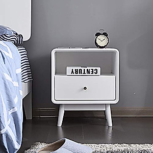 SJYDQ Nordic All Solid Wood Bedroom Bedside Table Home Log Bed Simple Storage Cabinet Walnut Color (Color : Black)