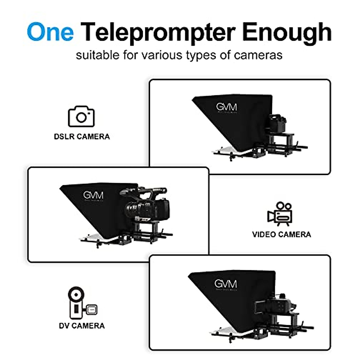 GVM Teleprompters for ipad Tablet DSLR Camera Portable 18'' Teleprompter Kit with Remote Control & App,Solid Aluminum Constructions,Colorless Spectroscope,Ultra HD Wide-Angle Lens