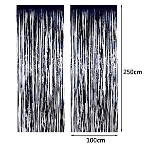 Sumind 3 Pack Foil Curtain Metallic Tinsel Curtains, Foil Fringe Shimmer Curtain Door Window Decoration for Birthday Wedding Party (Black)