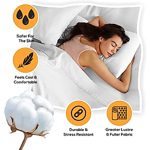 100% Egyptian Cotton Bed Sheets - 1000 Thread Count 4-Piece White Queen Sheets Set, Long Staple Cotton Bedding Sheets, Sateen Weave, Luxury Hotel Sheets, Fits Mattress Upto 18'' Deep Pocket